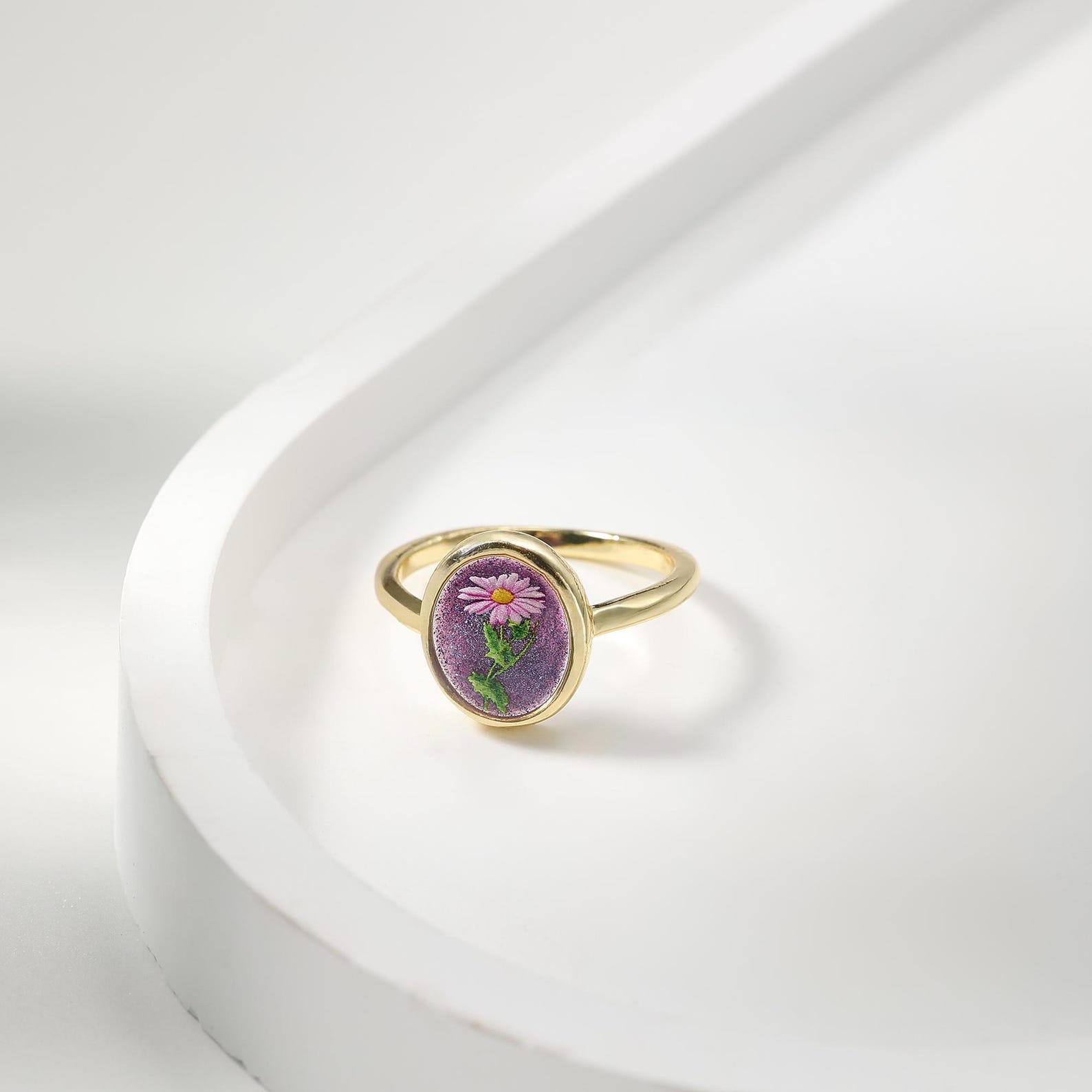 Handmade Colorful Pressed Flower Rings, Botanical Jewelry, Birthday ...