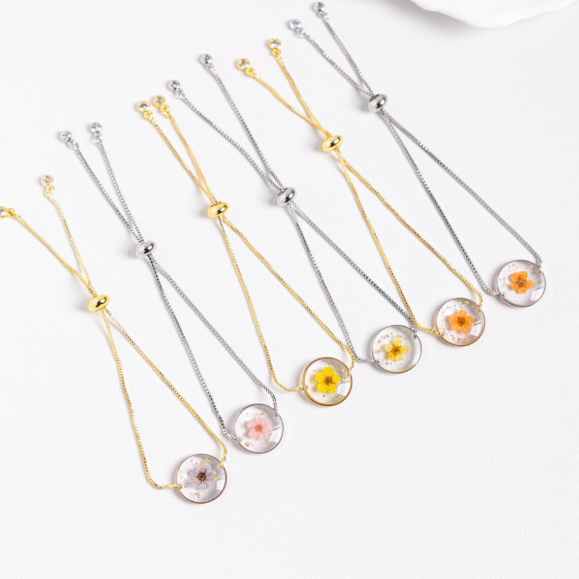 Handmade Real Flower Bracelet, Dainty Bracelet for Women, Pressed ...