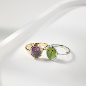 Handmade Colorful Pressed Flower Rings, Botanical Jewelry, Birthday ...