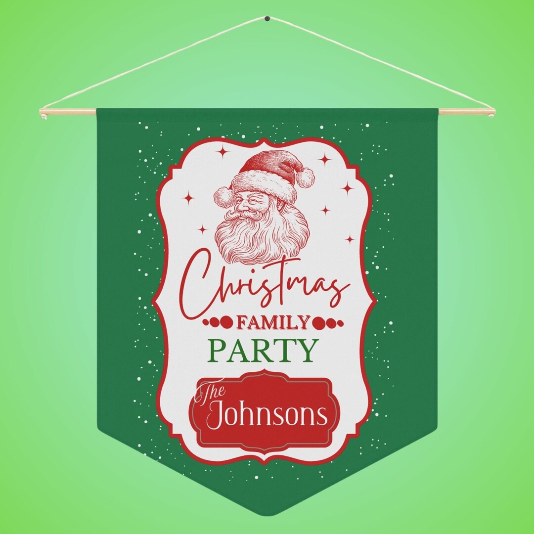 Pennant Flag Christmas Family Party Decoration, Personalized Santa Red ...
