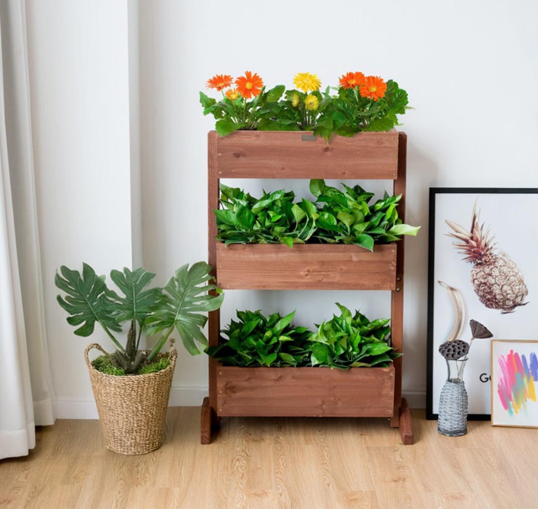 3 Tier Planter Box Garden Wooden Planter Plant Box Wood Plant Stand ...