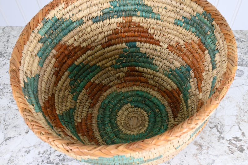 Hand Woven Coiled Basket: Native American Style Folk Art - Etsy