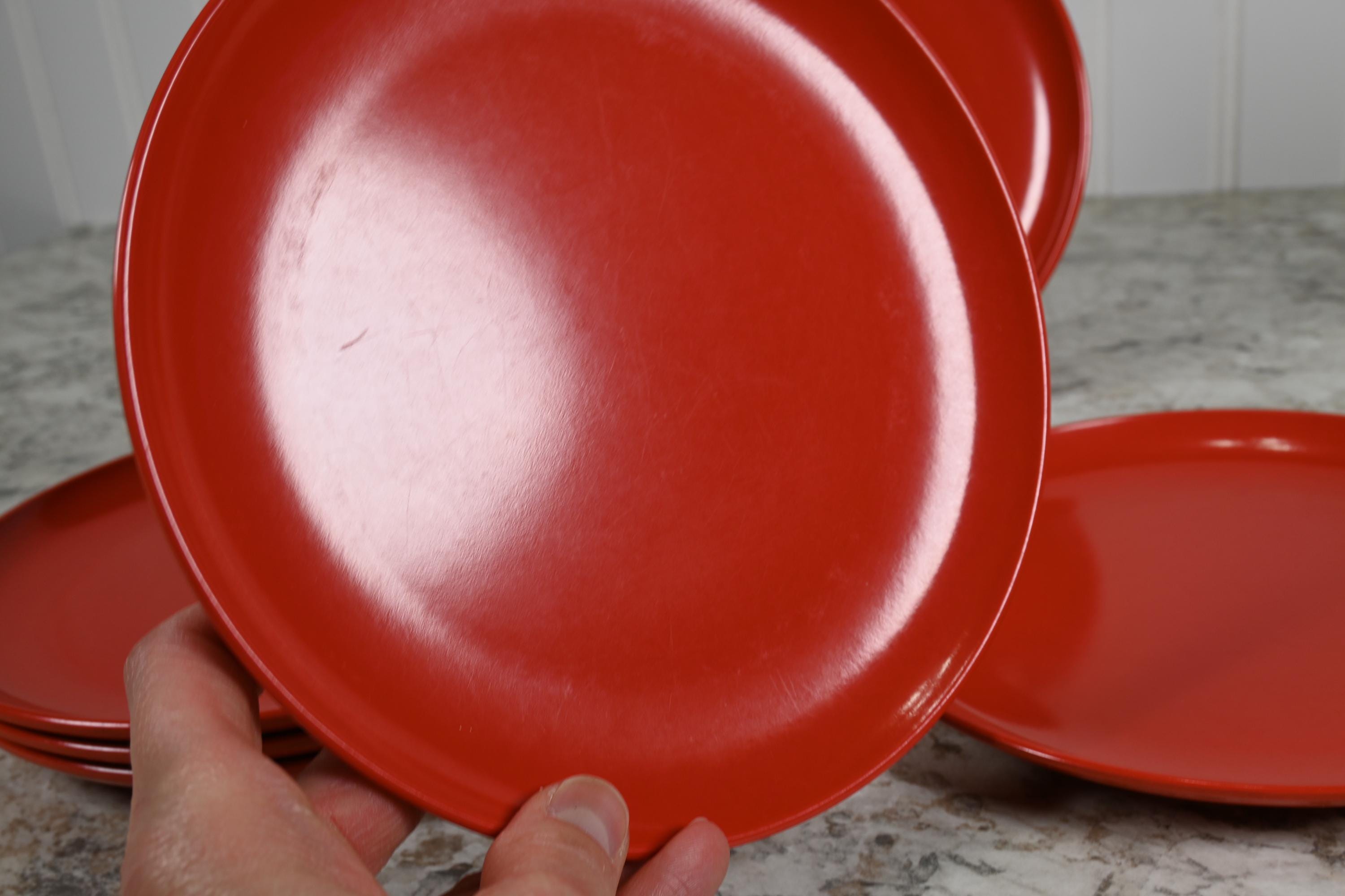 Mid-century Red Melamine Snack Plates - Set of 6 - Made in USA - Etsy