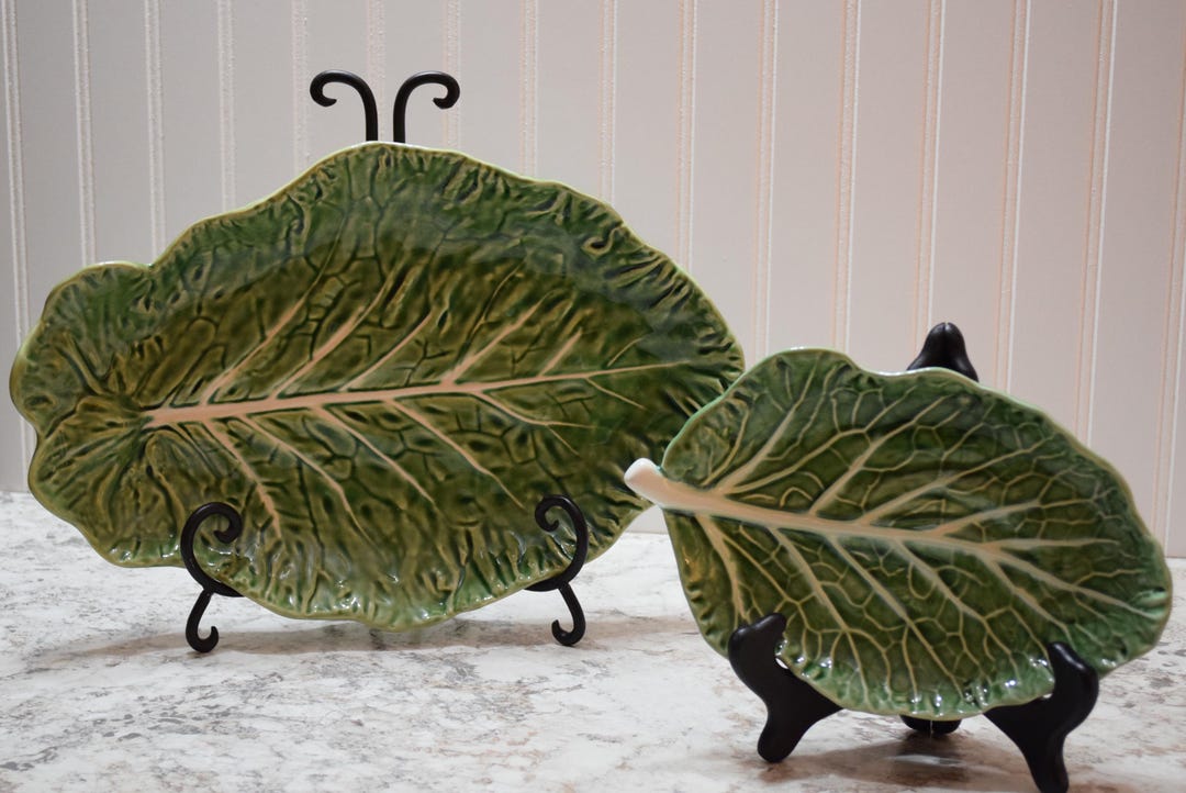 Bordallo Pinheiro Portugal Cabbage Leaf Serving Tray Set | Bordallo Pinheiro Cabbage Leaf ...