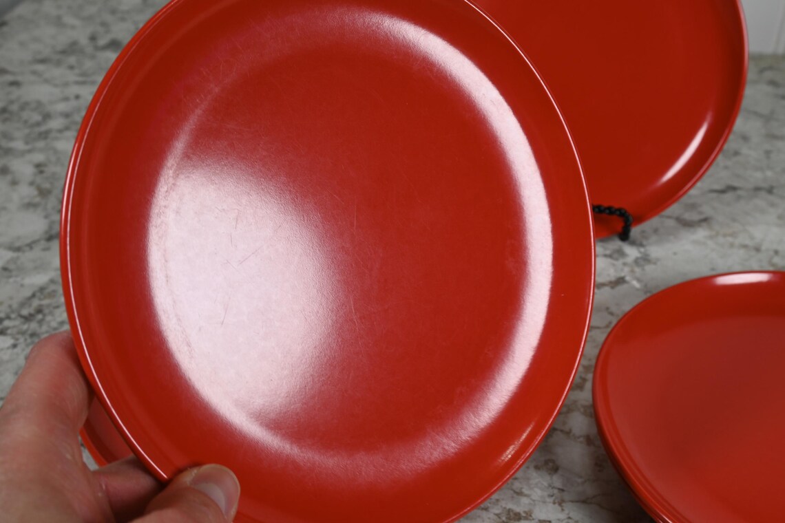 Mid-century Red Melamine Snack Plates - Set of 6 - Made in USA - Etsy