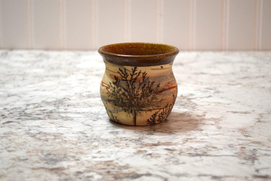 Beautiful Vintage Hand Painted Tree Motif Studio Pottery Vessel Potters ...