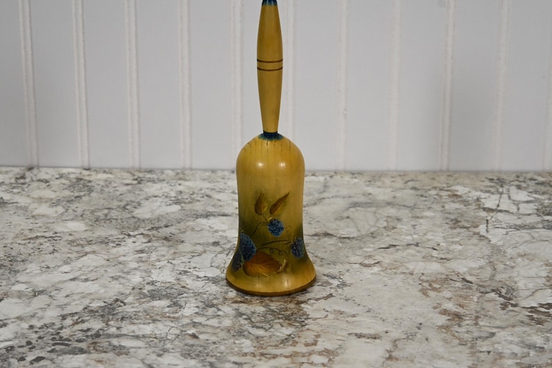 Hand Painted Artist Signed Wooden Bell With Clapper - Berry Design | 9 ...