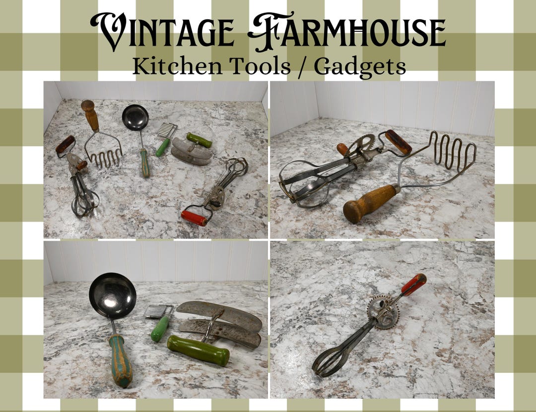 Vintage Farmhouse Kitchen Tools / Gadgets Sets | Rustic Kitchen ...