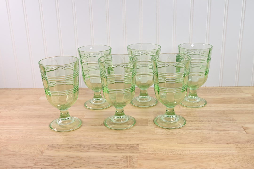 Vintage Green Depression Era Style Goblets - Set of 6 | Green ...