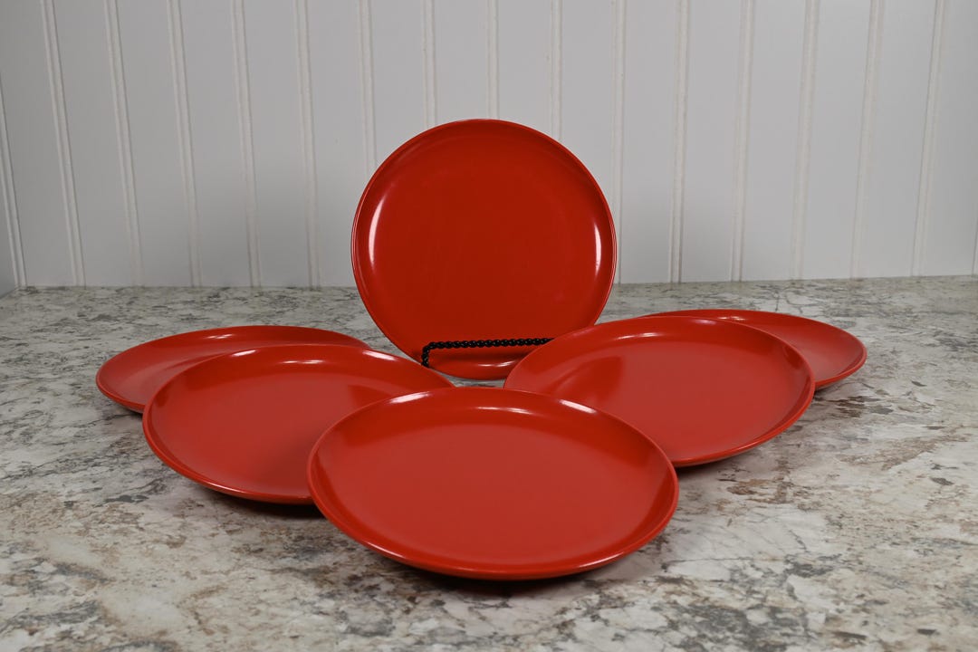 Mid-century Red Melamine Snack Plates - Set of 6 - Made in USA - Etsy