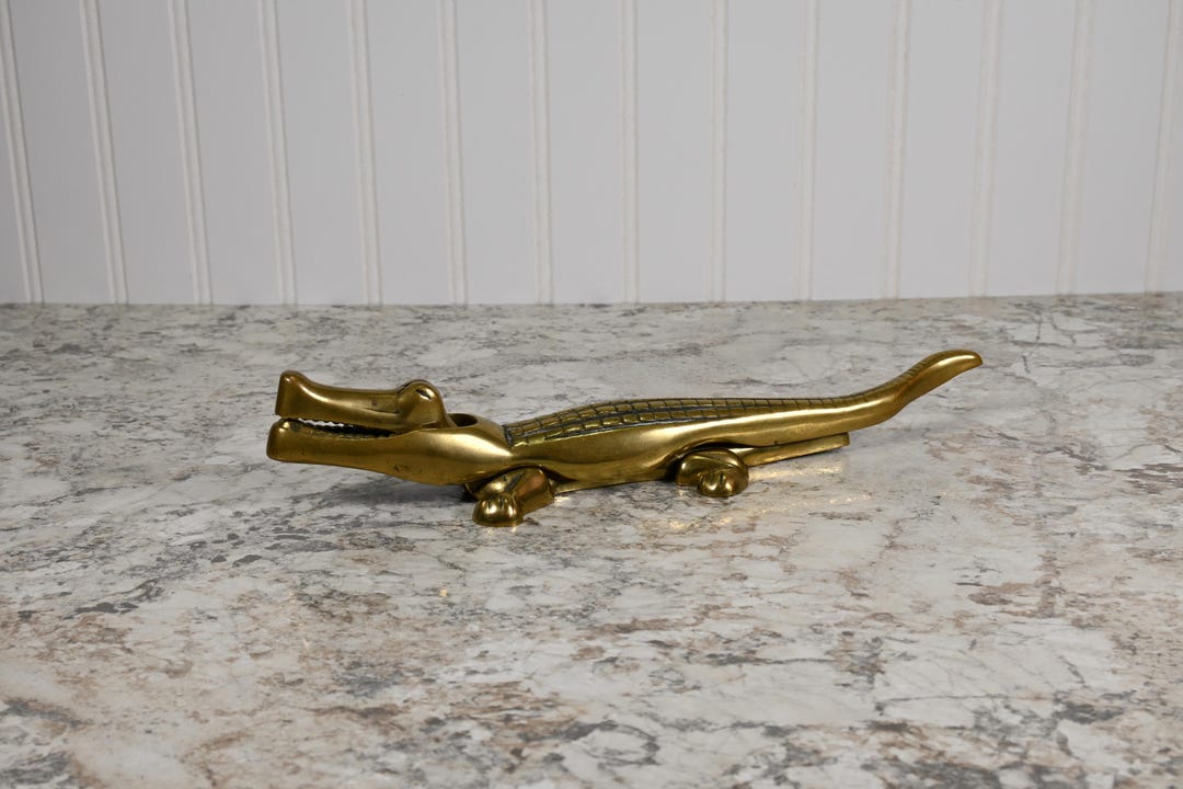 Vintage Brass Alligator Nutcracker | Detailed Brass Crocodile Figurine ...