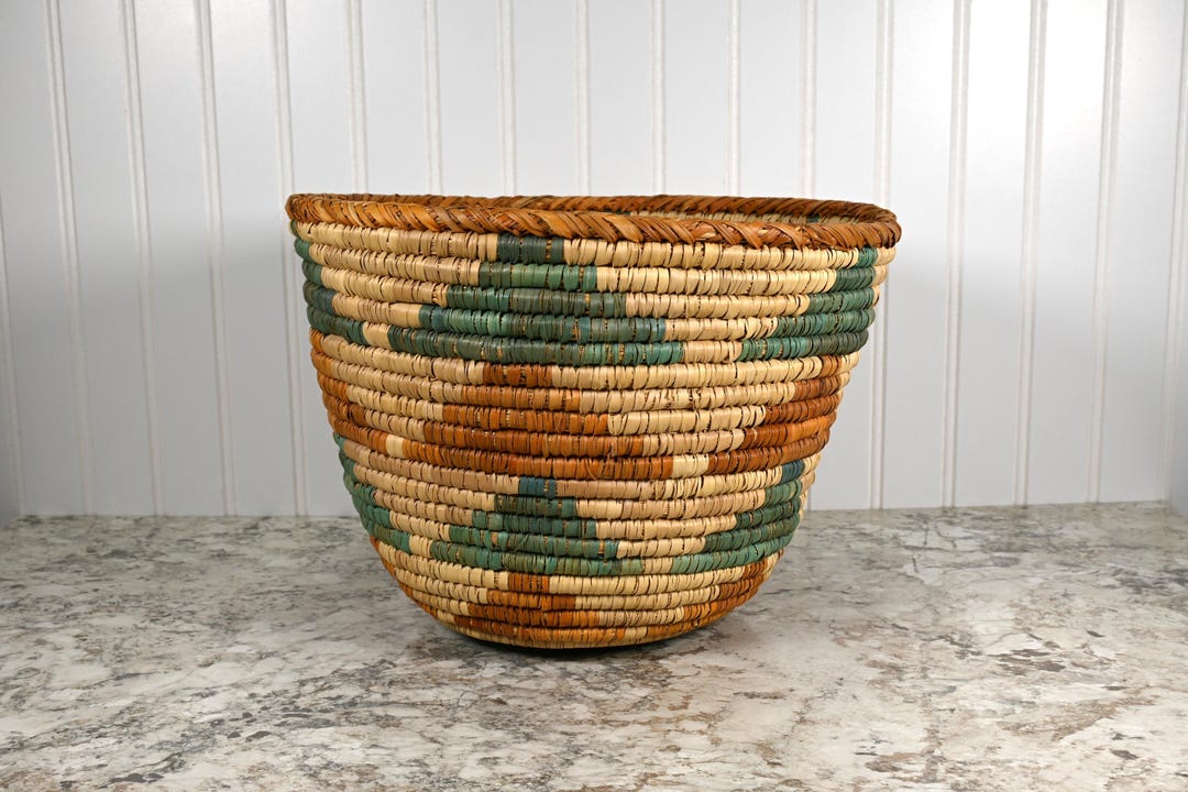 Hand Woven Coiled Basket: Native American Style Folk Art - Etsy