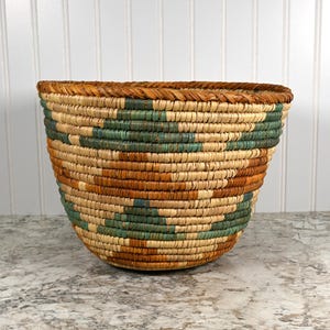 Hand Woven Coiled Basket: Native American Style Folk Art - Etsy