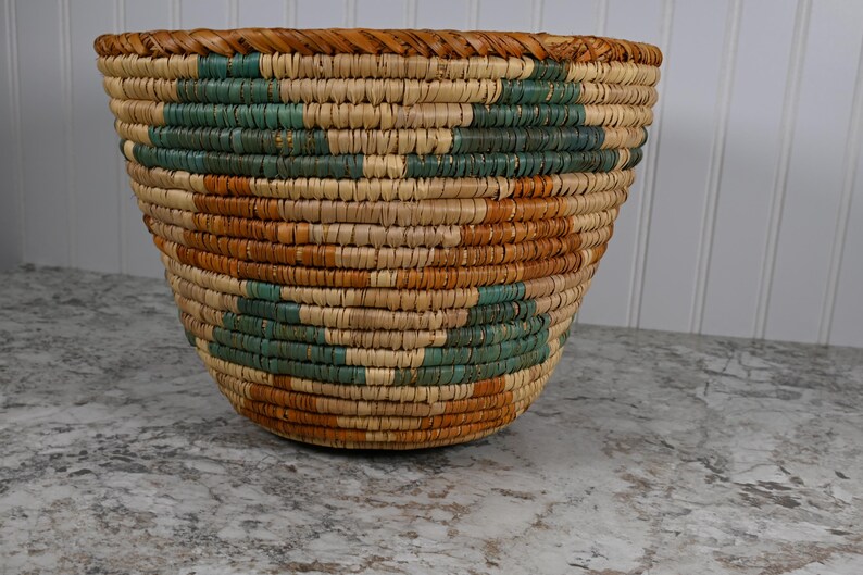 Hand Woven Coiled Basket: Native American Style Folk Art - Etsy