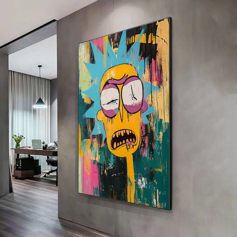 Rick and Morty Inspired Pop Art, Abstract Canvas Painting, Colorful 3D ...