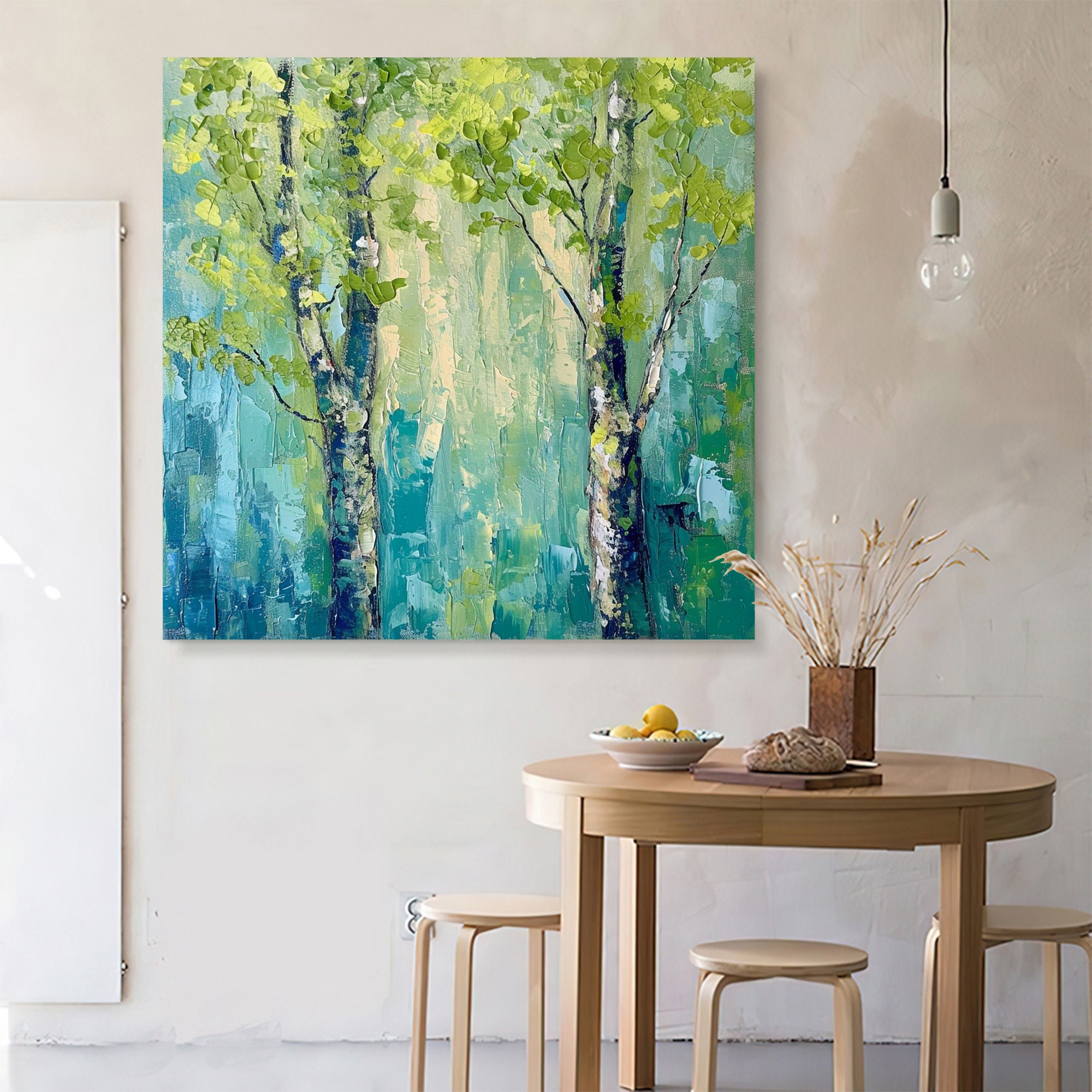 Abstract Green Tree Oil Painting on Canvas,large Wall Art,original ...