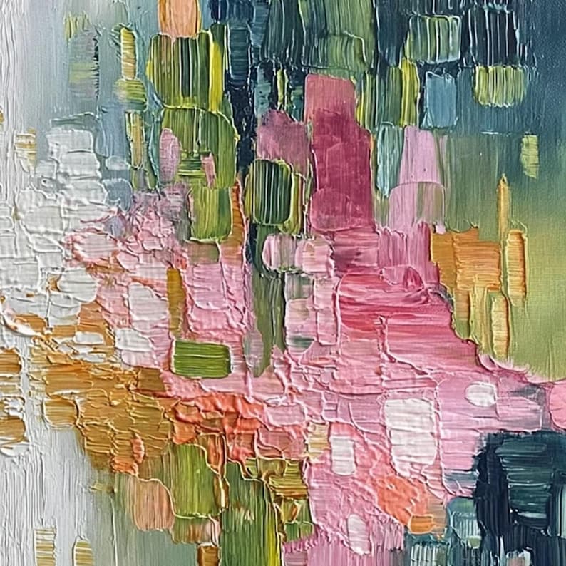 Textured Acrylic Mosaic Painting, Heavy Impasto Horizontal Wall Art ...