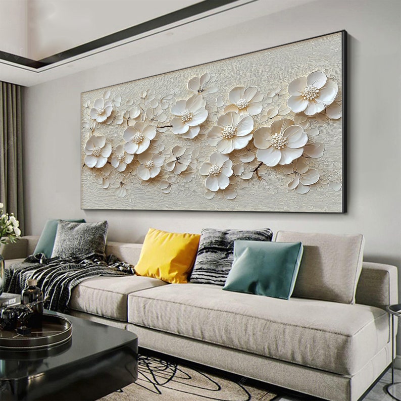 Large Cherry Blossoms Oil Painting, Abstract 3D Texture Flower Art - Etsy