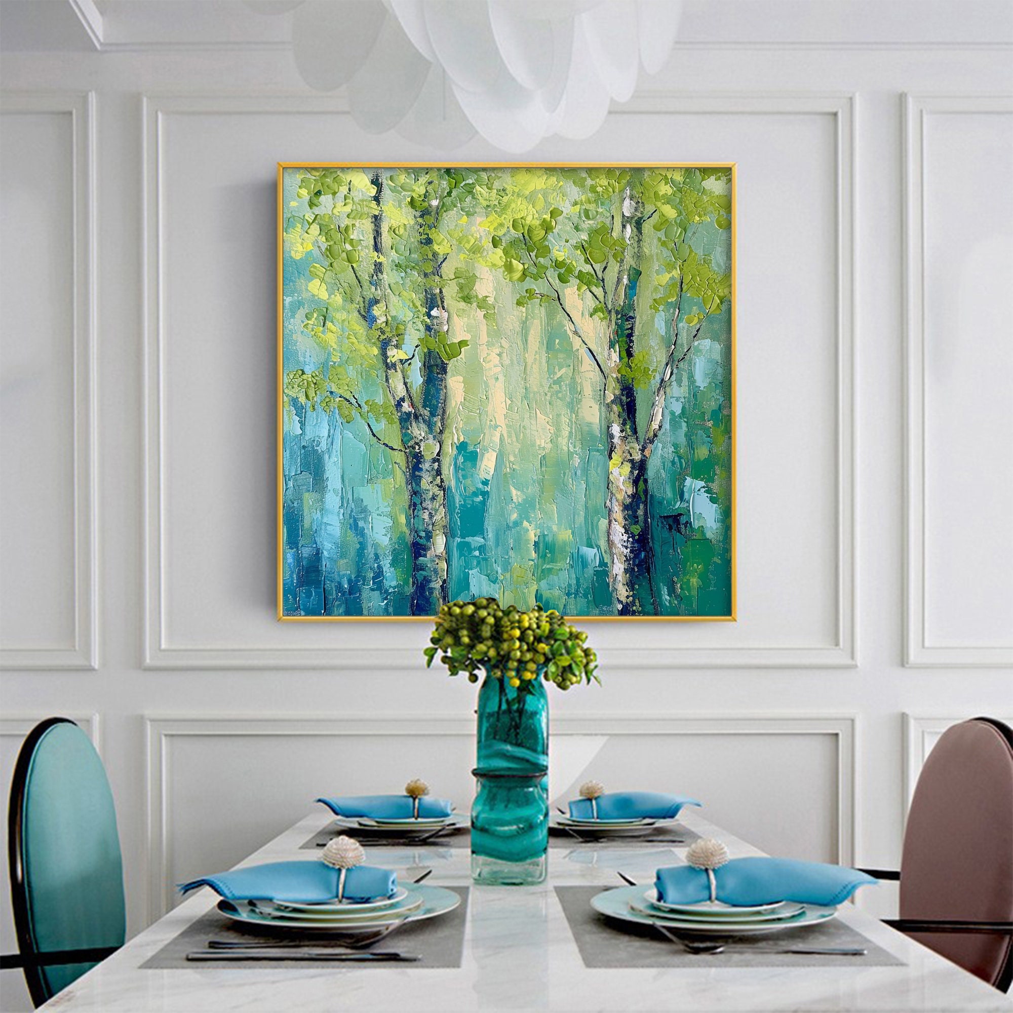 Abstract Green Tree Oil Painting on Canvas,large Wall Art,original ...