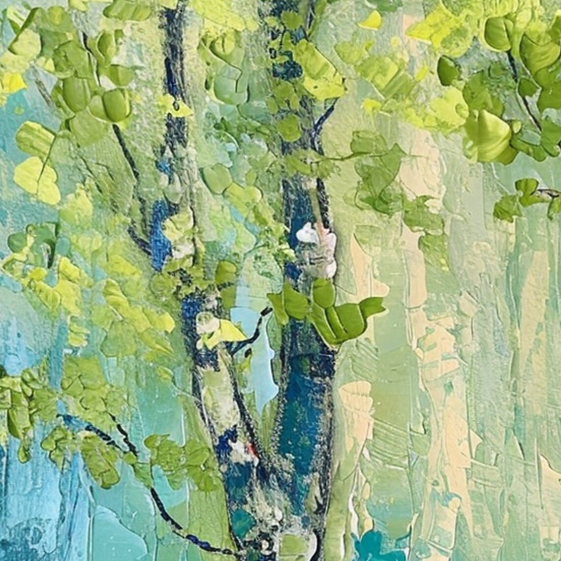 Abstract Green Tree Oil Painting on Canvas,large Wall Art,original ...