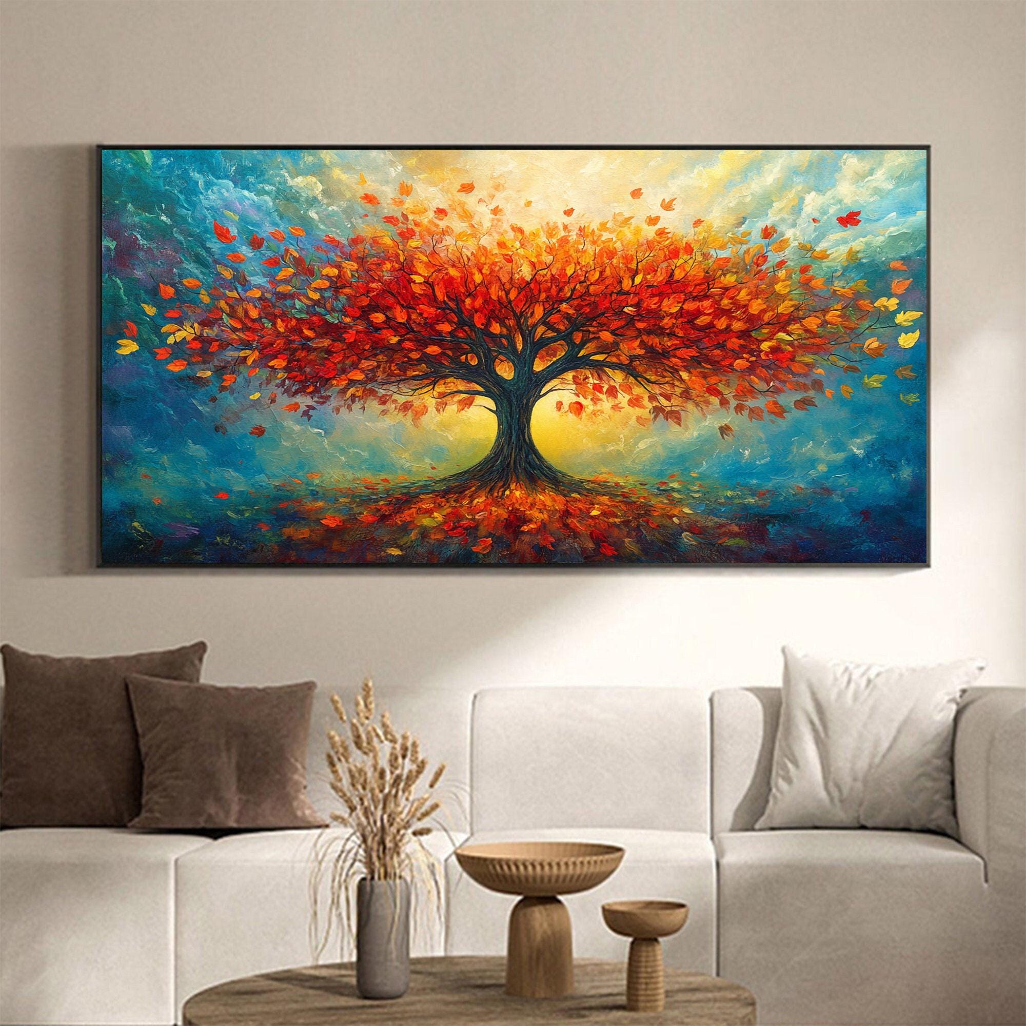 Original Tree of Life Oil Painting on Canvas, Large Custom Wall Art ...