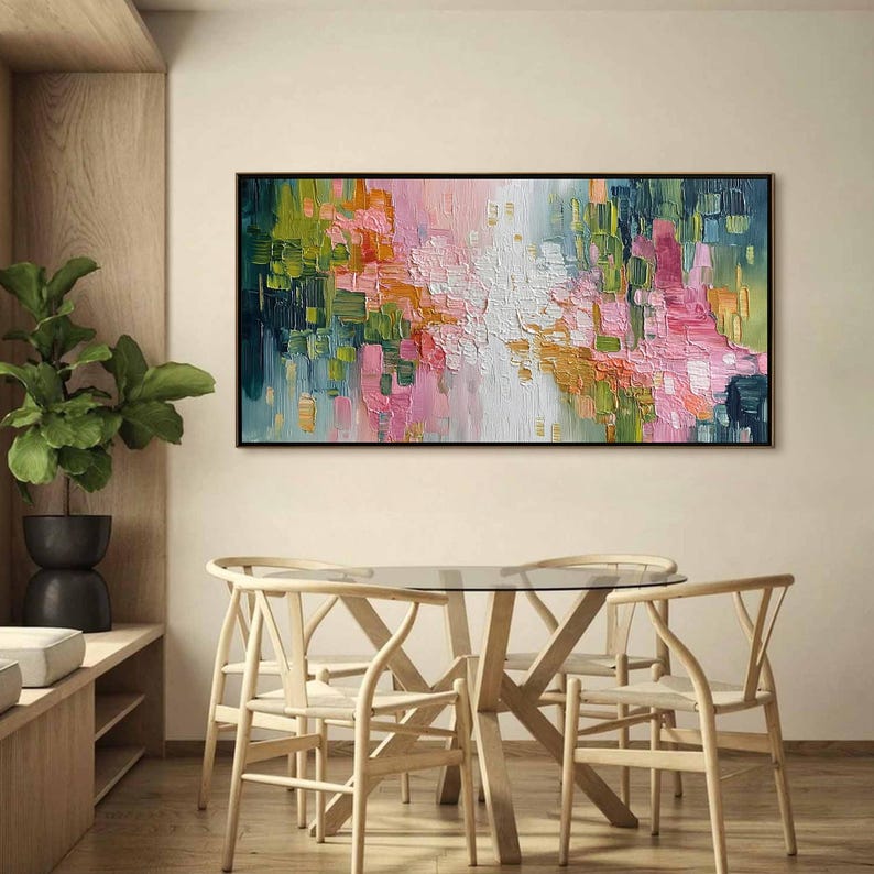 Textured Acrylic Mosaic Painting, Heavy Impasto Horizontal Wall Art ...