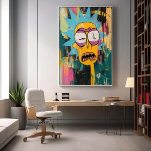 Rick and Morty Inspired Pop Art, Abstract Canvas Painting, Colorful 3D ...