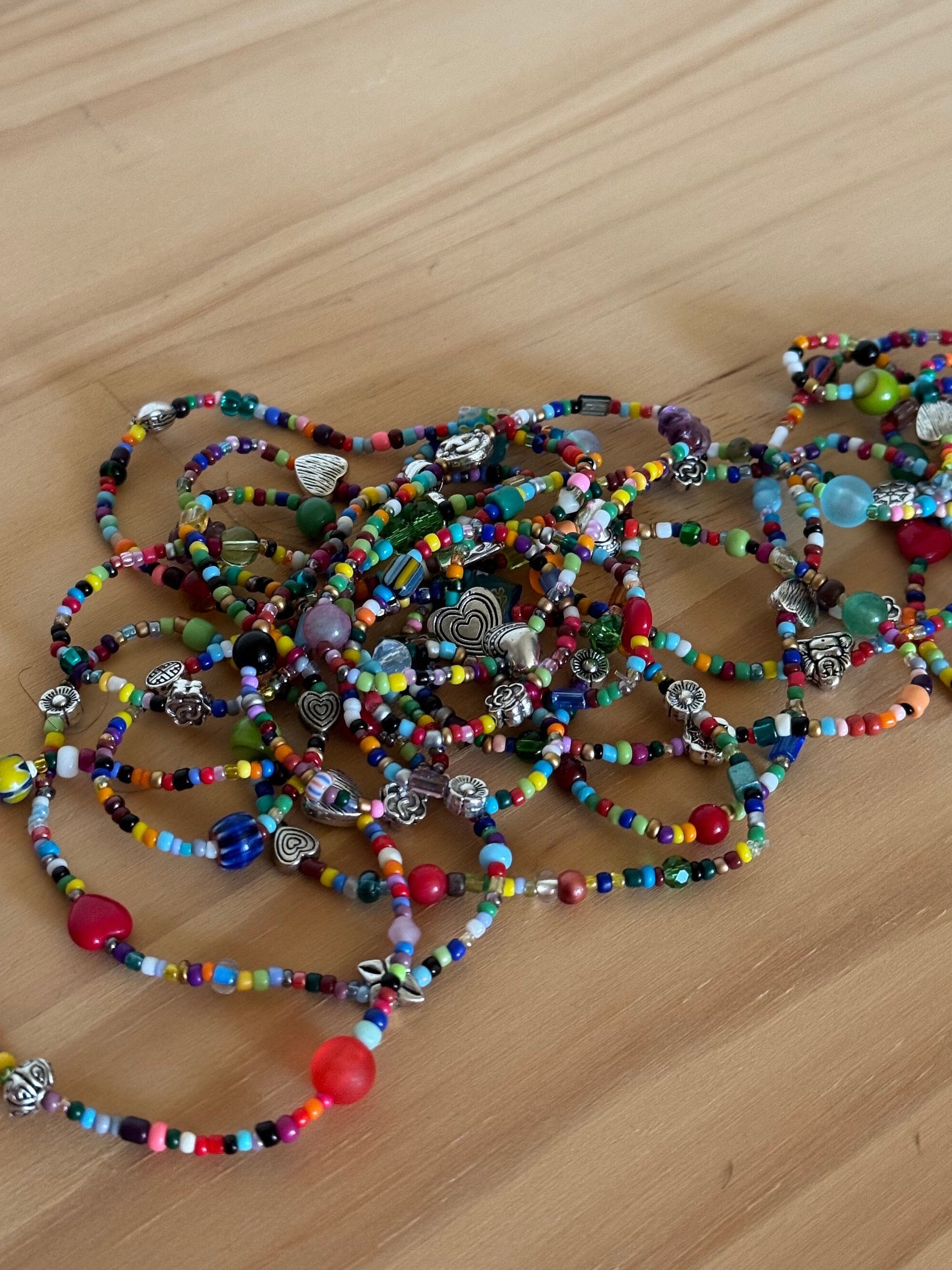 Colorful Beaded Bracelet With Silver. Multicolor, Stretch Bracelet ...