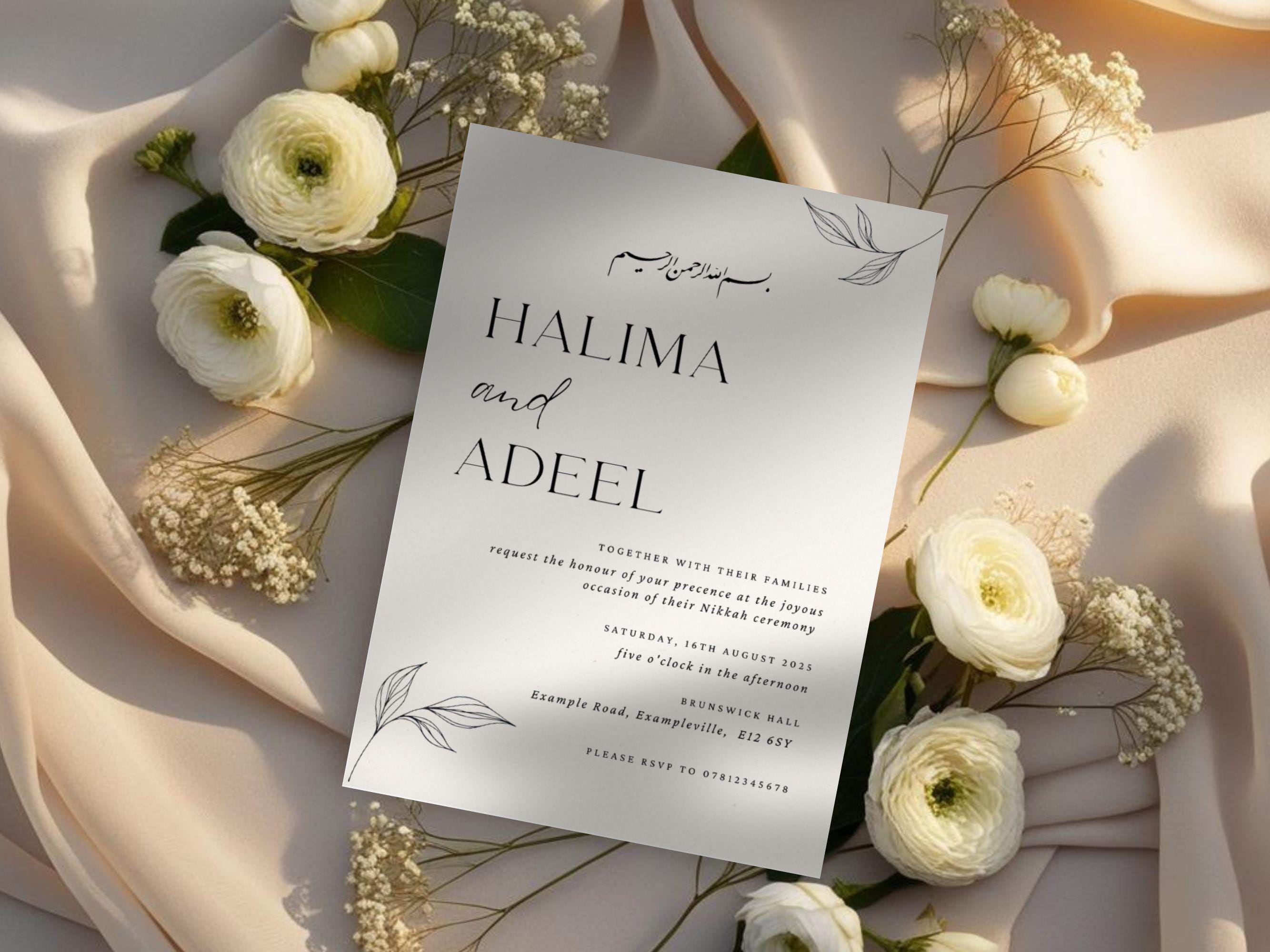 Minimalist Nikkah Invite | Cream & Black Modern Muslim Wedding ...