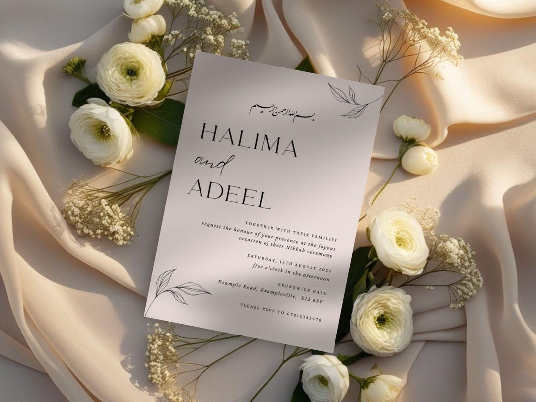 Minimalist Soft Pink Nikkah Wedding Invitation | Editable Canva ...