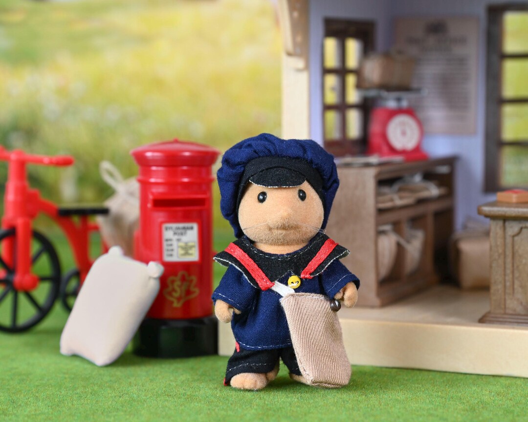 Sylvanian Families Postman Figure, Post Office, Postbox, Bike, Samuel ...
