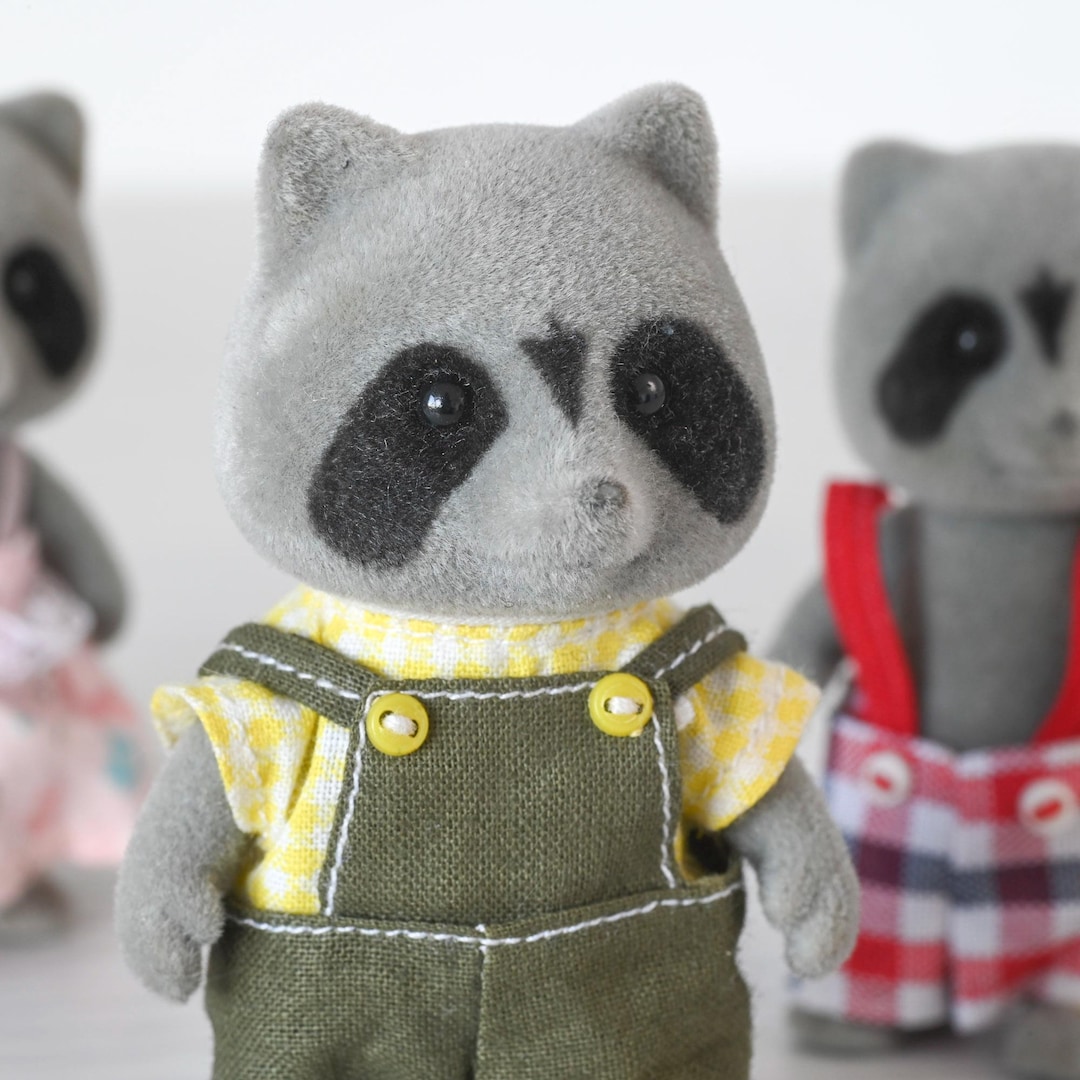 Sylvanian Families Chestnut Racoon Family Figures, Vintage, Calico ...