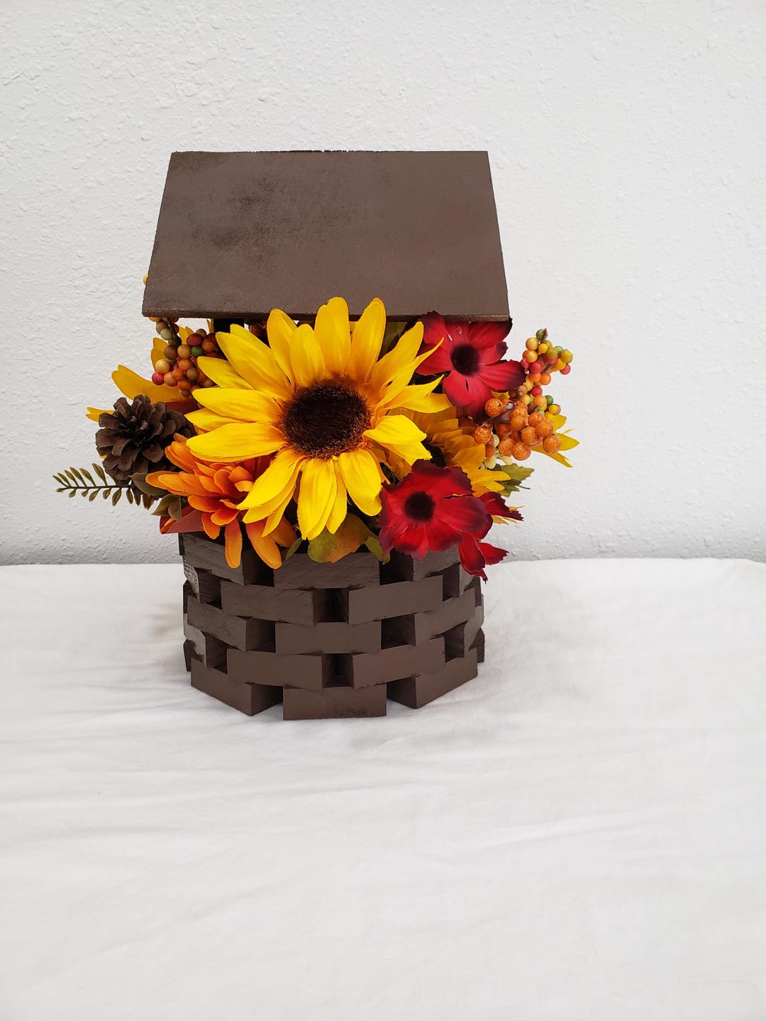 Handmade Fall Wishing Well,fall Floral Arrangement, Fall Decor ...