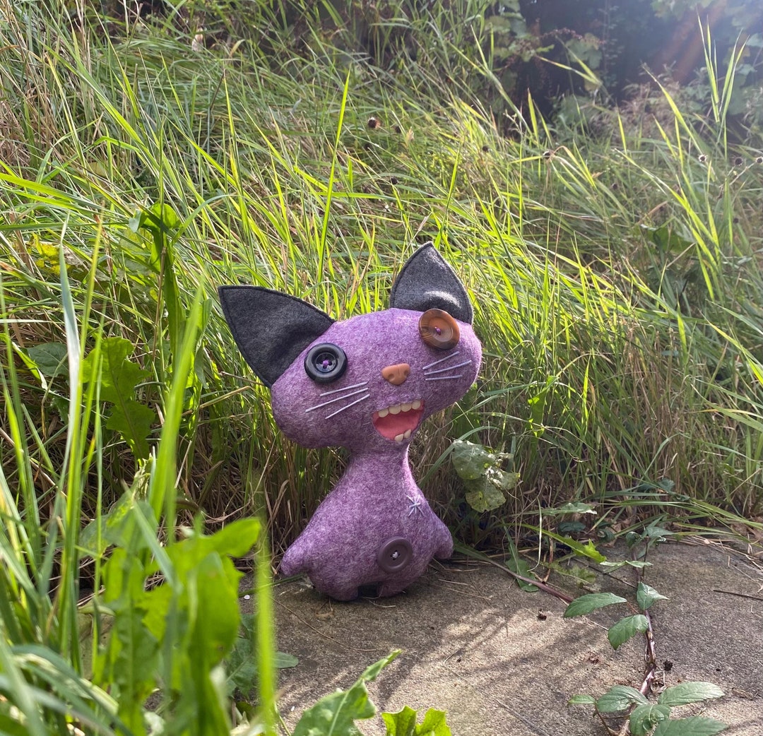 Quizzical Kitty Uncanimal Creepy Cute Cat Kitty Plush purple & Black - Etsy