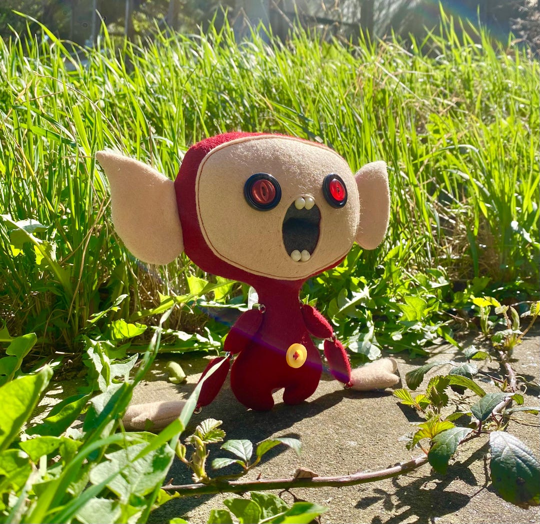 Nibble Imp Uncanimal Goblin Core Sprite Monster Doll OOAK Plush (red ...