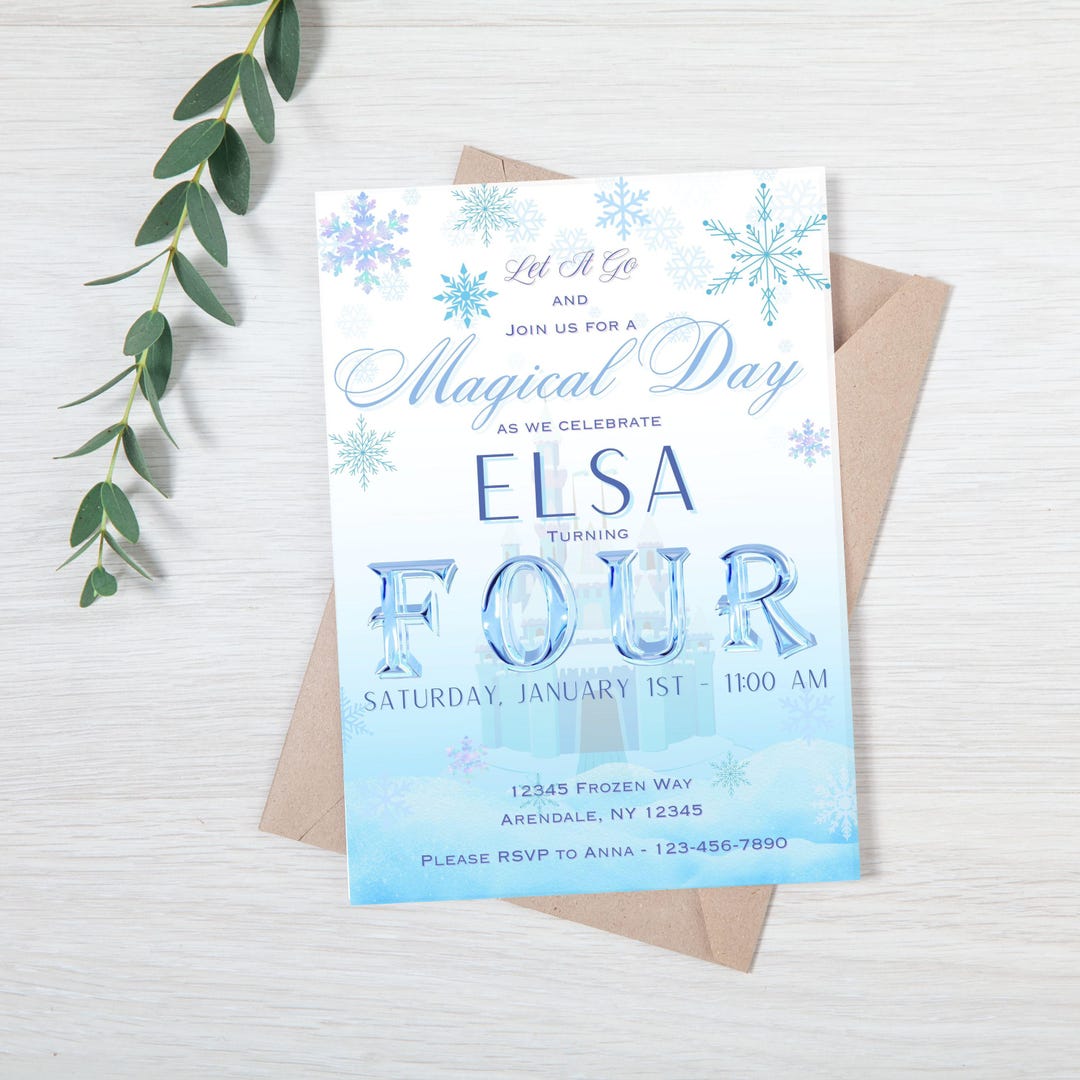 Magical Frozen 4th Birthday Invitation | Frozen 4th Invitation | Elsa ...