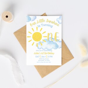 You Are My Sunshine Invitation Template | Editable Sunshine Birthday ...