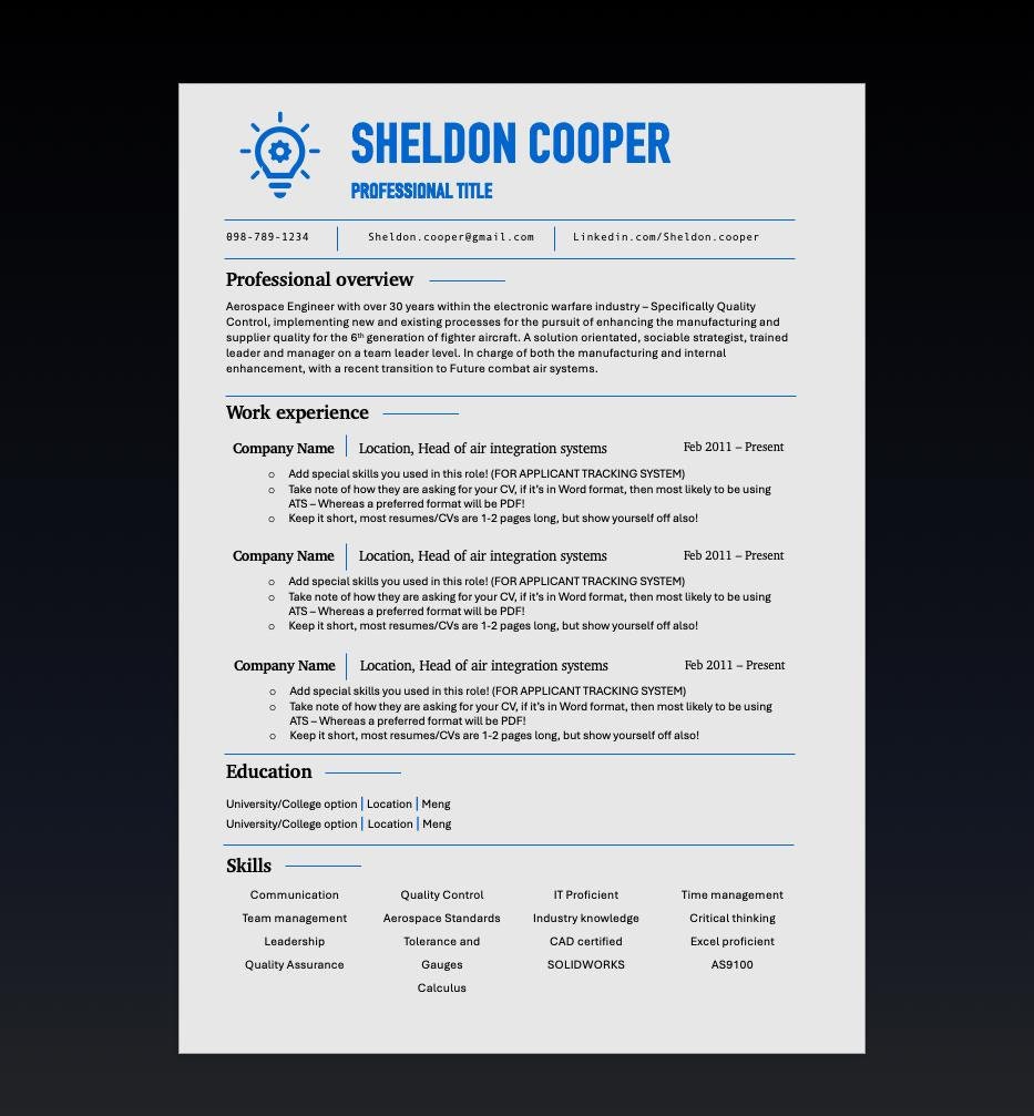 ATS Resume/ CV Template ENGINEER Word, Pages, Google Docs, Pdf - Etsy