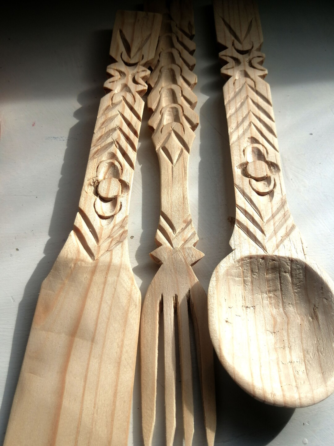 Handcarved Wooden Cutlery Set, Rustic Serving Utensils, From Baja With ...
