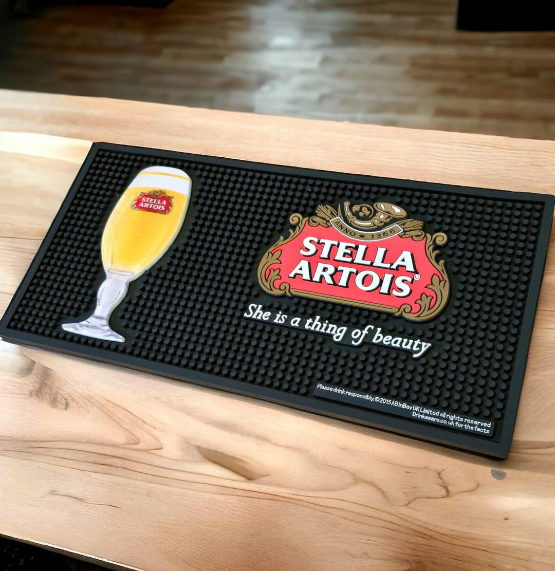 Official Stella Artois PVC Bar Mat Retro Design Heavy-duty Washable Bar ...
