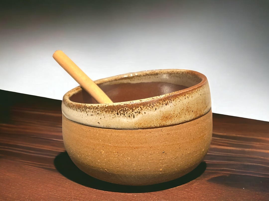 Tuscany Handcrafted Glazed Ceramic Salt/spice Bowl With Wooden Spoon - Etsy