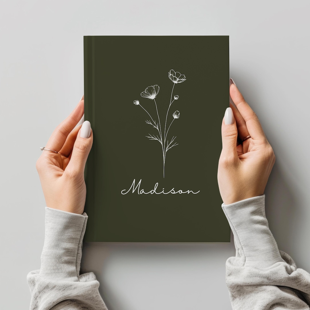 Personalized Notebook With Name, Hardcover Journal Matte, Wildflower ...