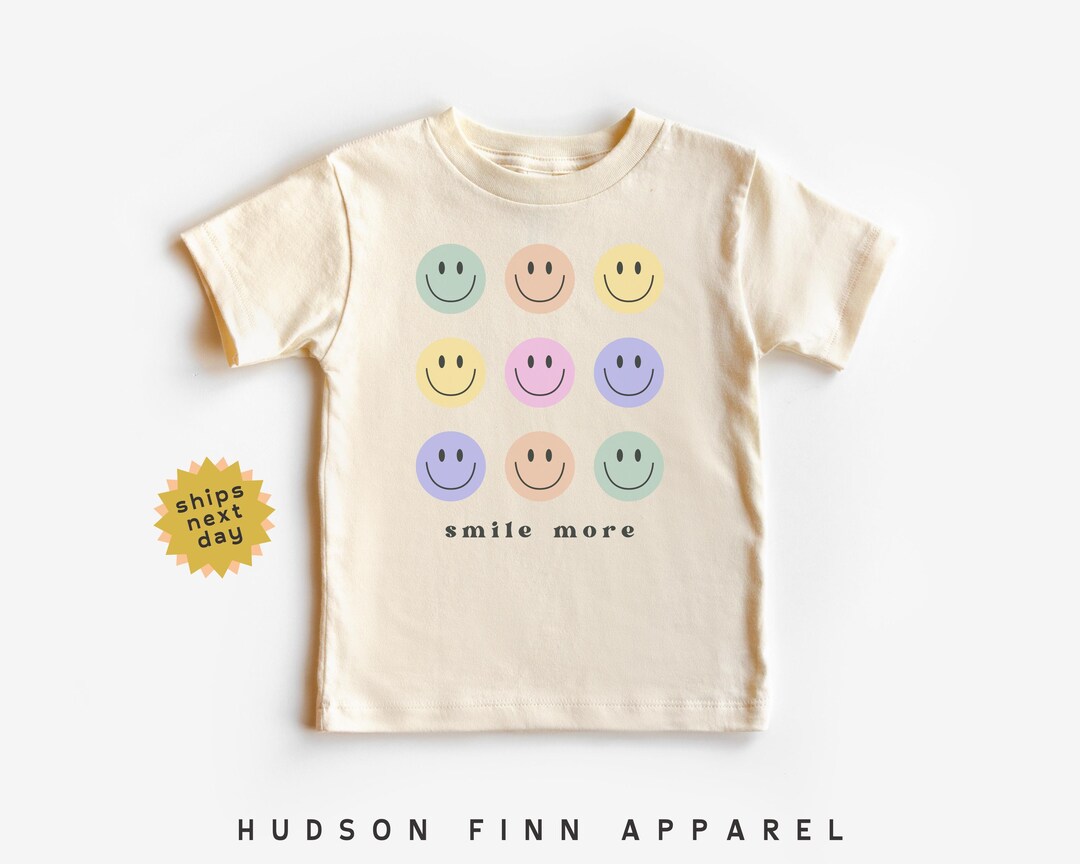 Smile More Smiley Face Shirt, Smiley Face Toddler Shirt, Cute Natural ...