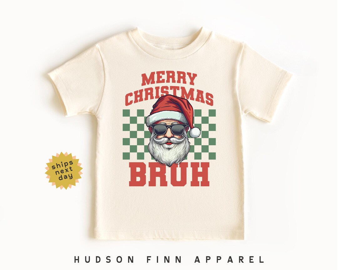 Merry Christmas Bruh Kids Shirt, Funny Boys Holiday Tee, Toddler Boy ...