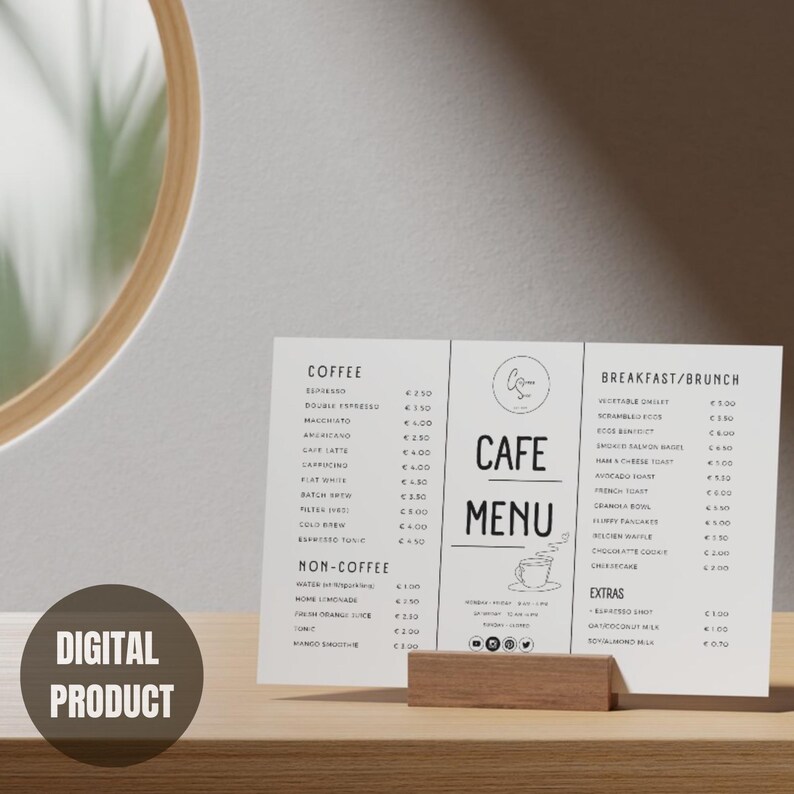 Cafe Menu Template, Canva Template, Coffee Shop, Cafe Business, Design ...