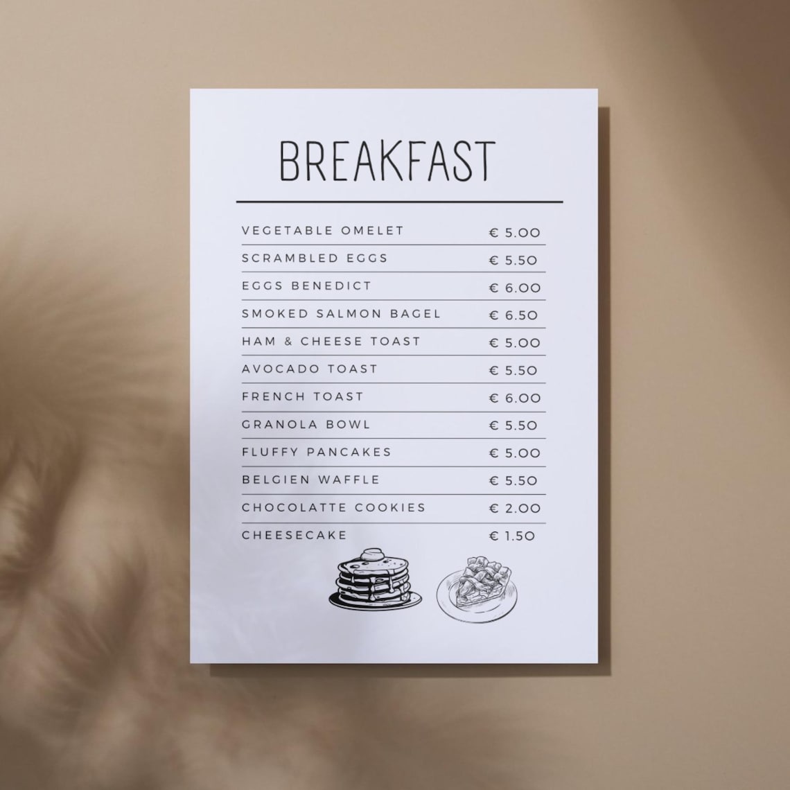 Minimalist Coffee Shop Menu Template, Modern Breakfast & Coffee Menu ...