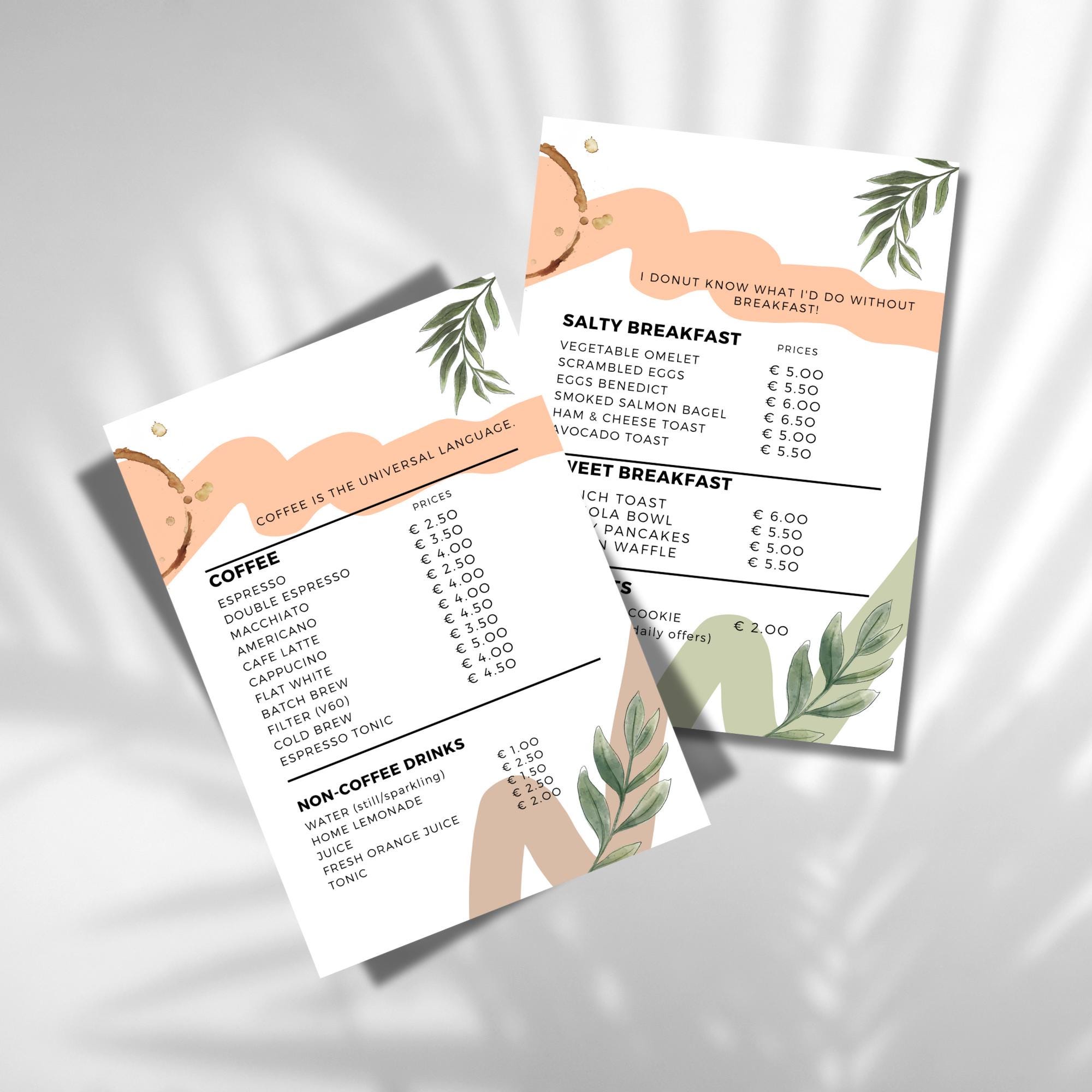 Cafe Menu Template, Custom Menu, Cafe Shop Menu, Price List, Canva ...