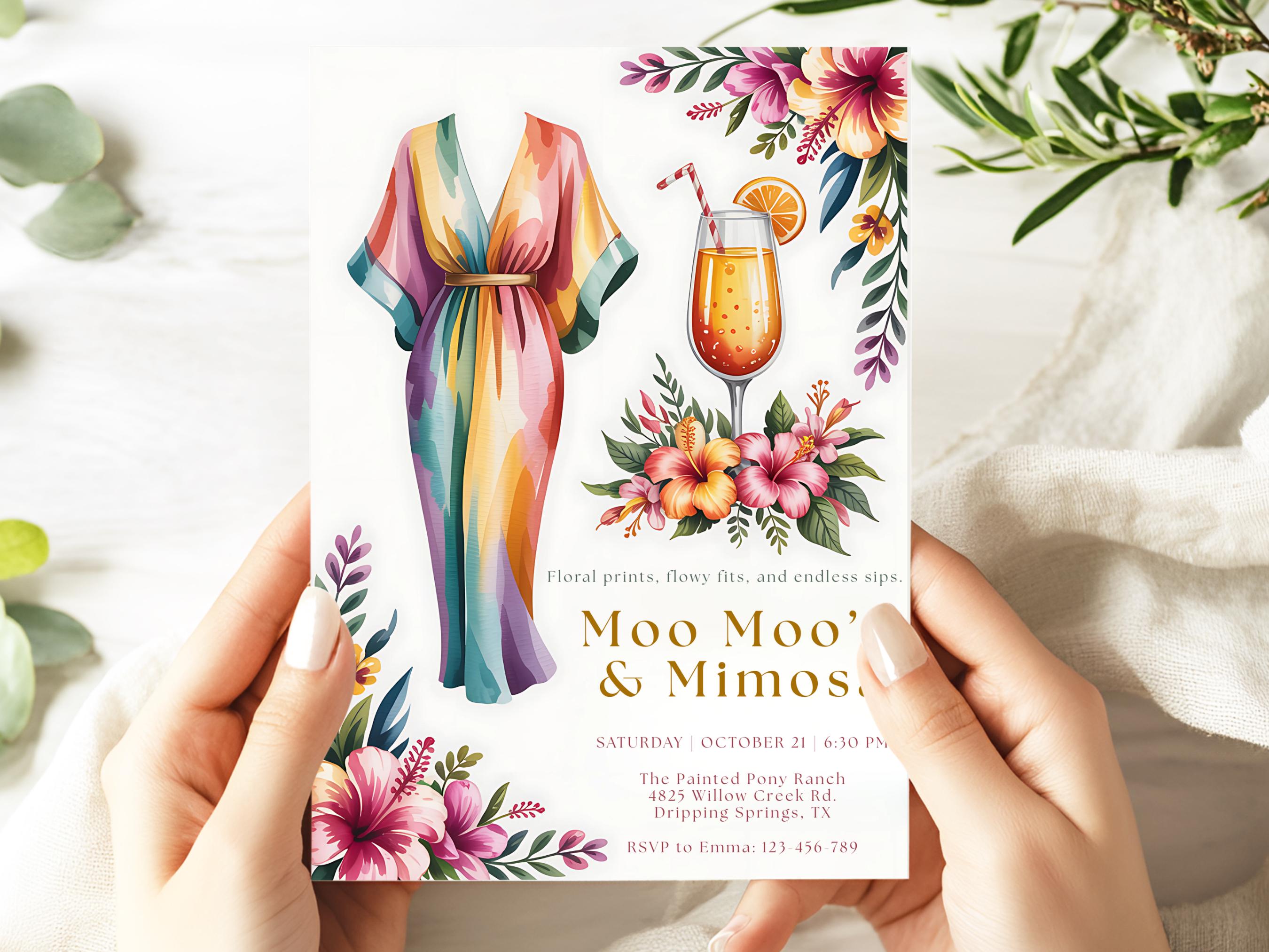 Moo Moo’s and Mimosa Party Invitation Brunch Invite Ladies Night Bridal ...