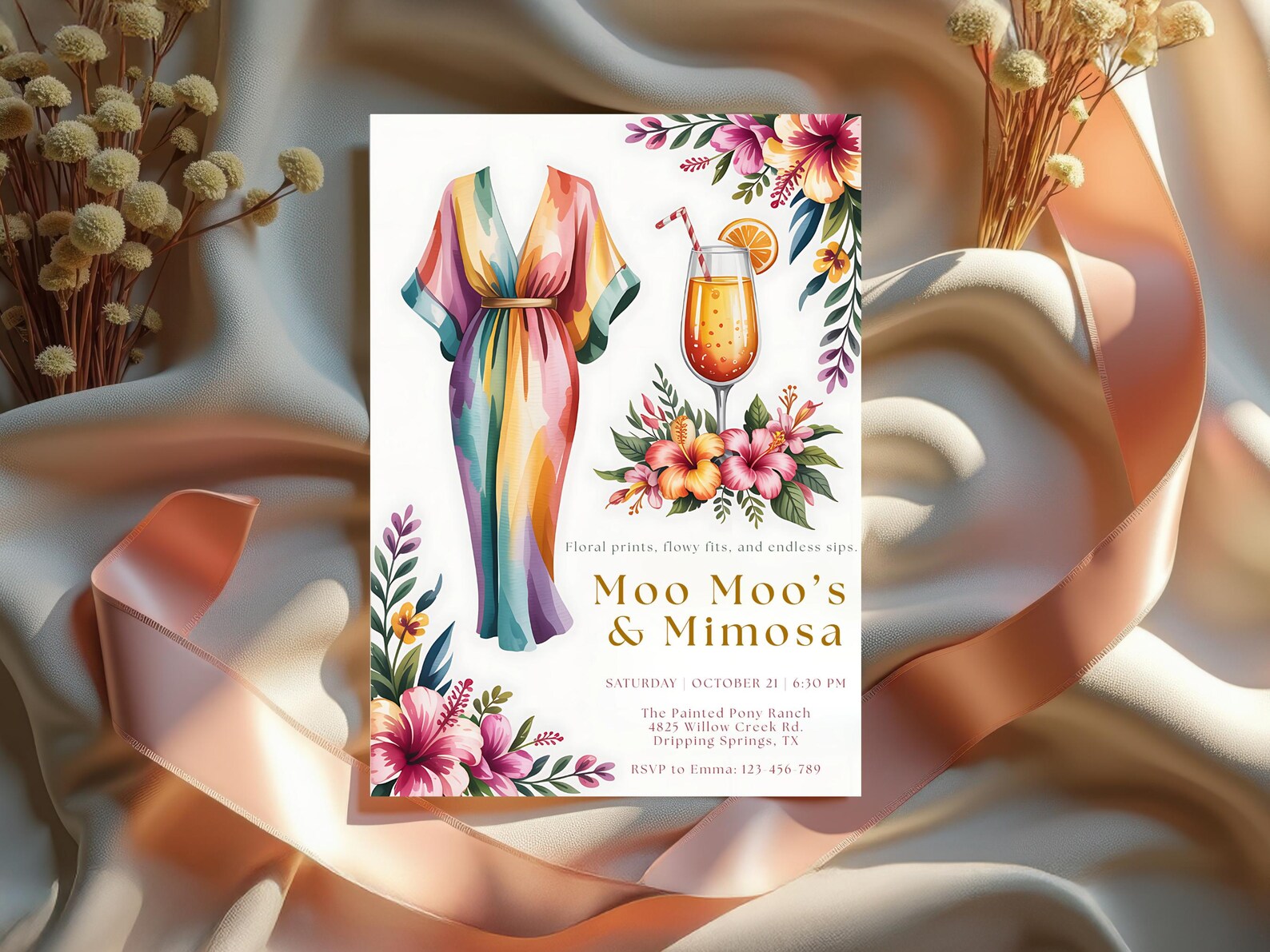 Moo Moo’s and Mimosa Party Invitation Brunch Invite Ladies Night Bridal ...