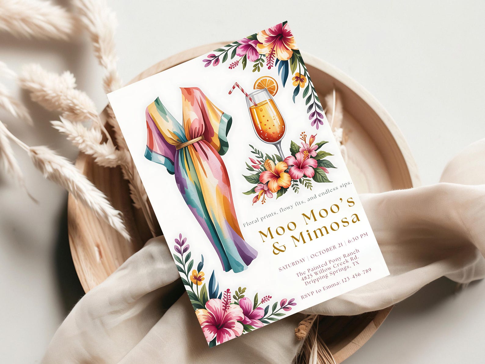 Moo Moo’s and Mimosa Party Invitation Brunch Invite Ladies Night Bridal ...